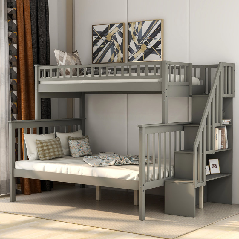 Harriet Bee Dossena Twin Over Full Standard Bunk Bed with Shelves Reviews Wayfair